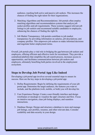 How To Develop a Job Portal App Like Indeed? | PDF | Resume Writing and ...