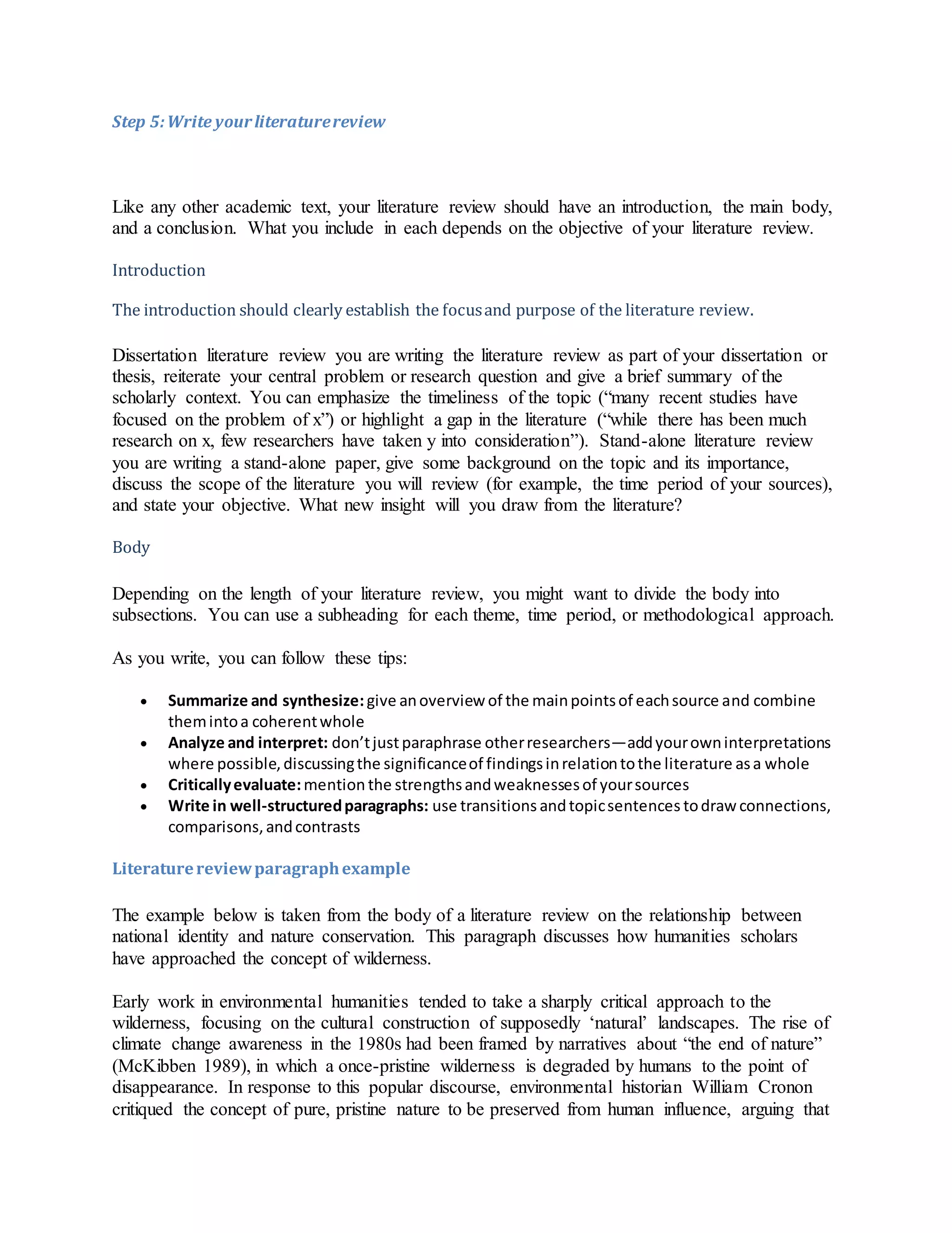 How to develop a literature review | DOCX