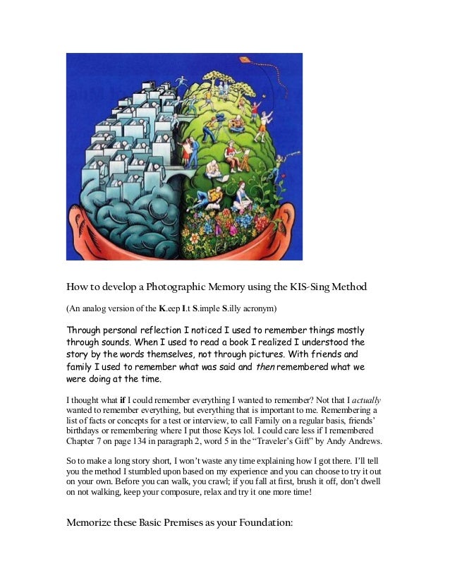 How To Develop A Photographic Memory Using The Kiss How To Develop A Photographic Memory Using The Kiss