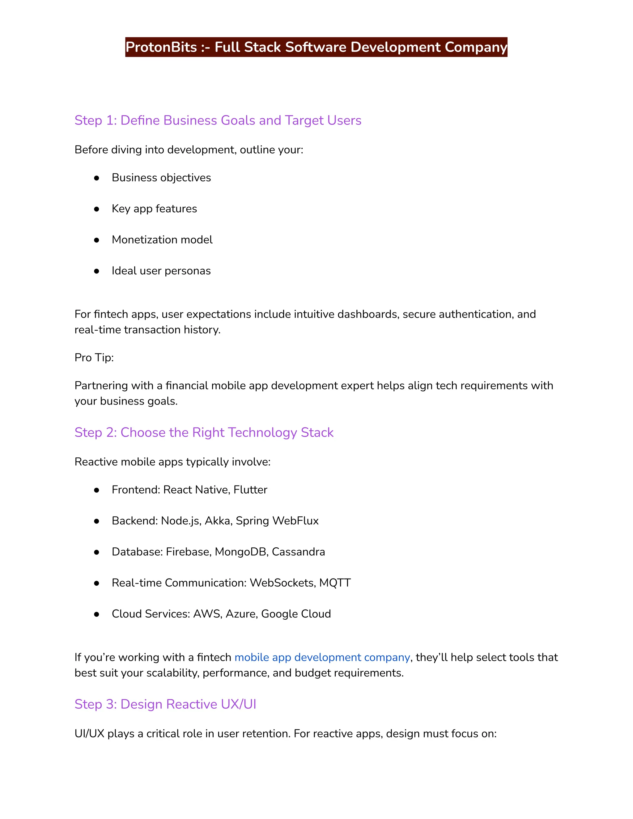 Reactive Mobile App Development: Step-by-Step Process Explained | PDF