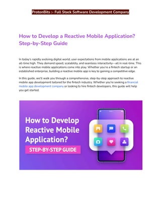 Reactive Mobile App Development: Step-by-Step Process Explained | PDF