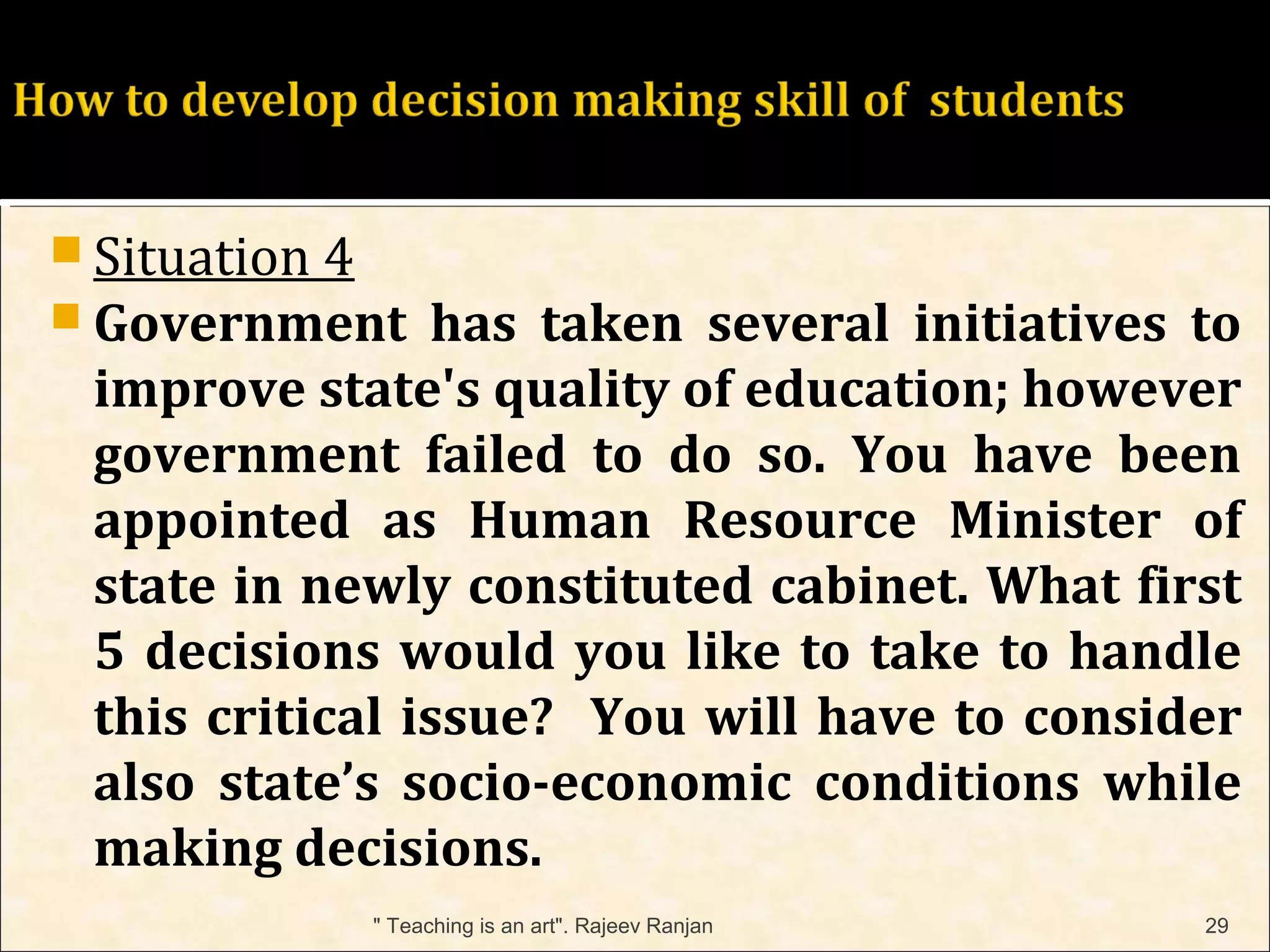How to develop decision making skill of students strategies and tips | PPT