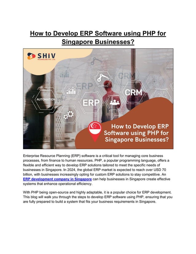 Step-by-Step Guide to ERP Software Development with PHP for Singapore ...