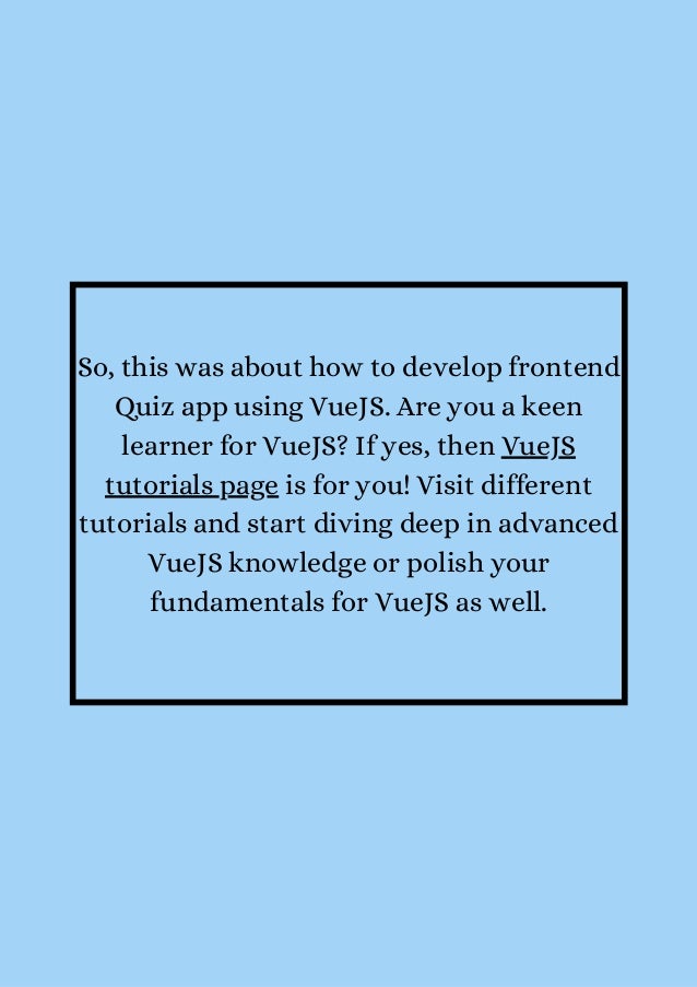 How To Develop Frontend Quiz App Using Vue Js Pdf Web Development Internet