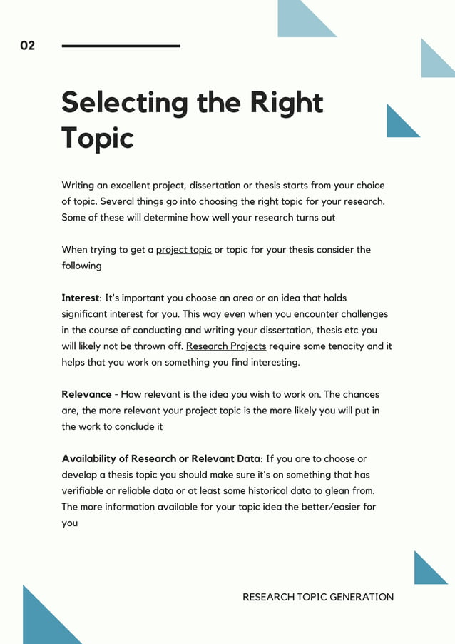 How to Develop Good Research Project or Thesis Topics | PDF