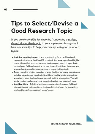 How to Develop Good Research Project or Thesis Topics | PDF