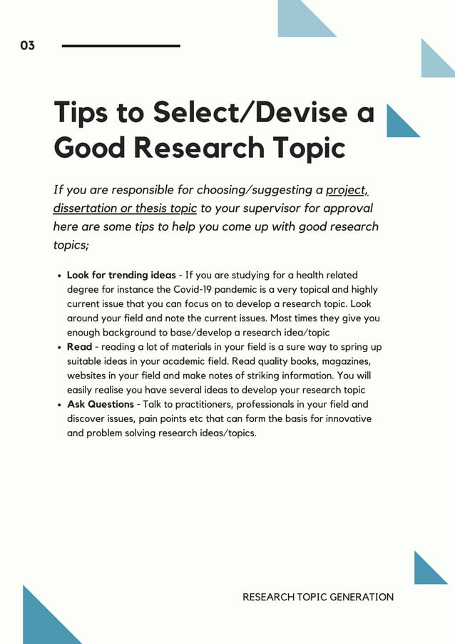 How to Develop Good Research Project or Thesis Topics | PDF