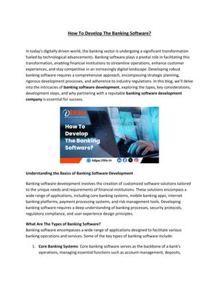 How To Develop The Banking Software? ITIO Innovex | PDF