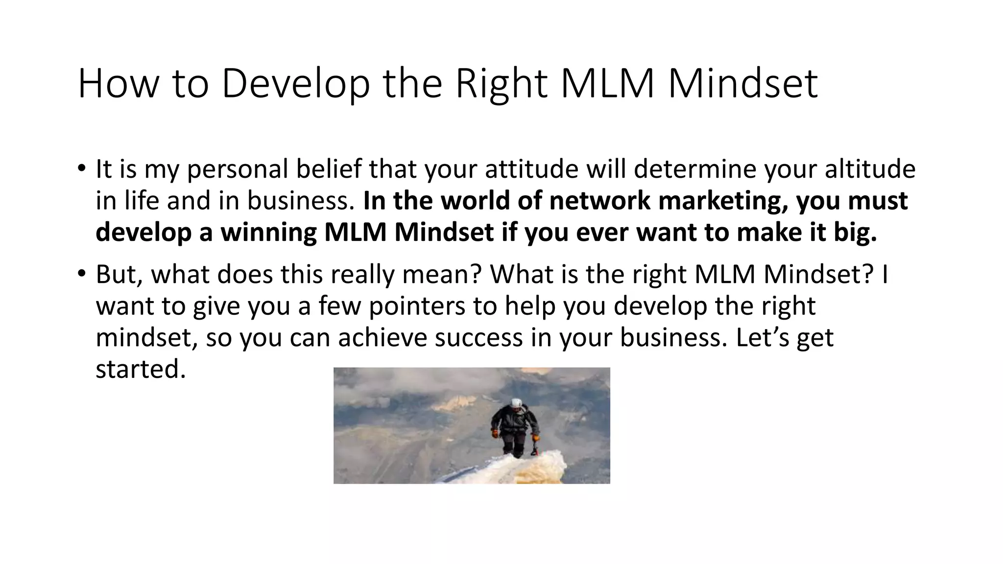 How to Develop the Right MLM Mindset | PPTX