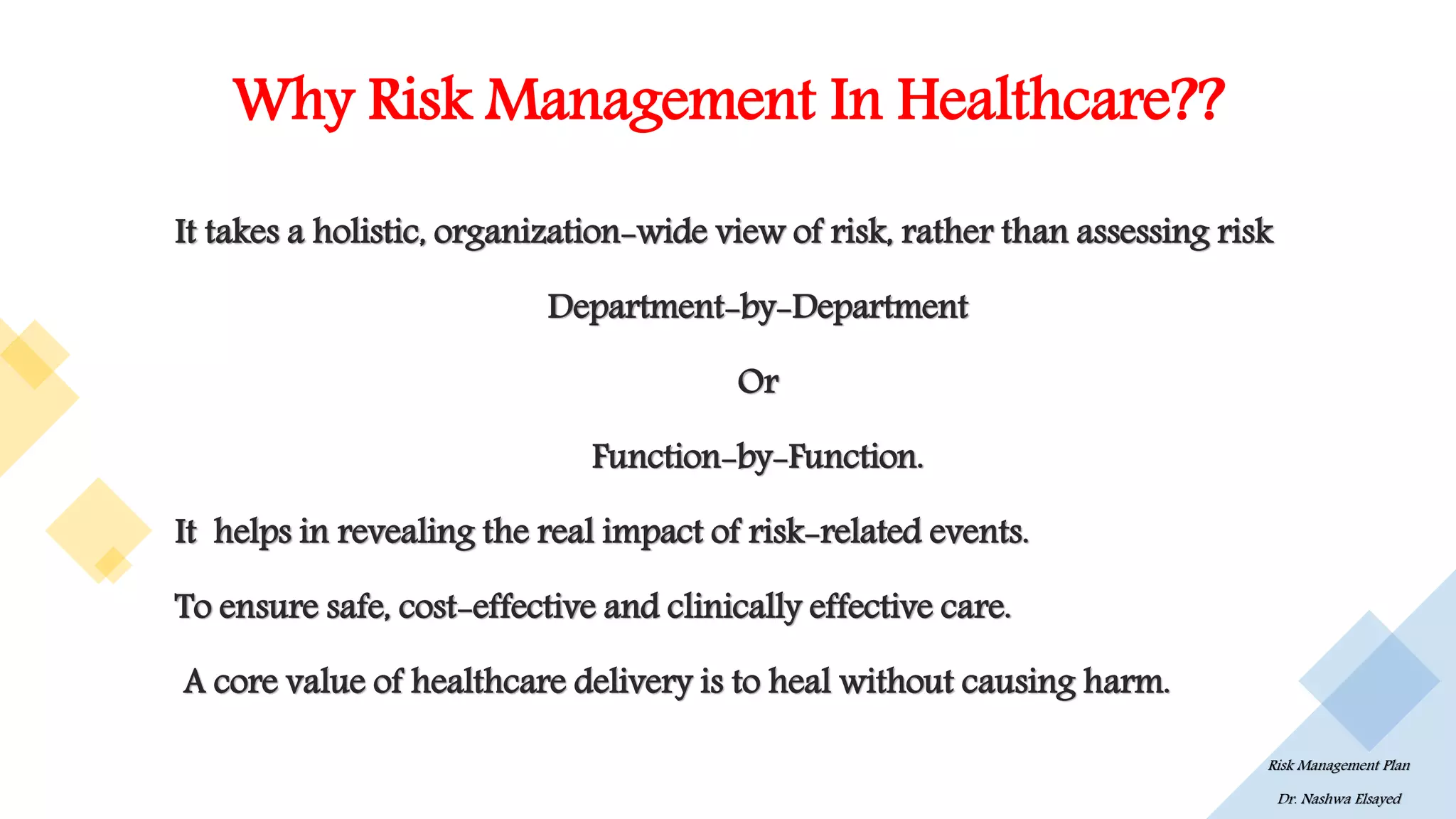 Healthcare Risk Management Plan | PDF