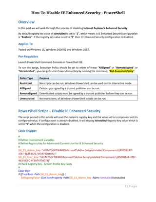 How To Disable IE Enhanced Security Windows PowerShell | PDF