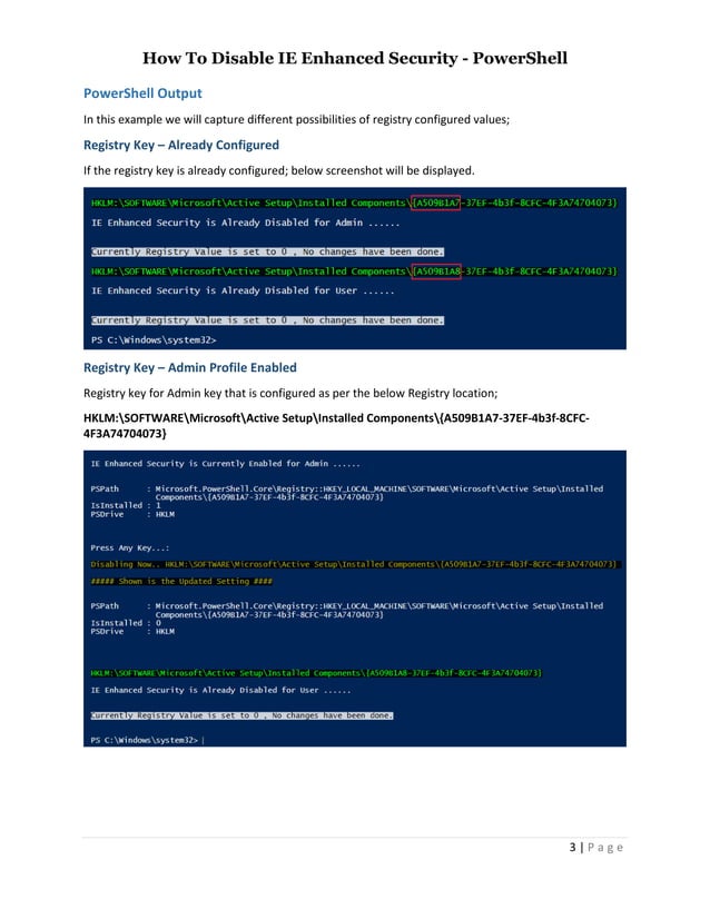 How To Disable IE Enhanced Security Windows PowerShell | PDF