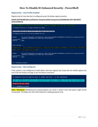 How To Disable IE Enhanced Security Windows PowerShell | PDF