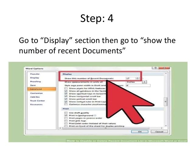 How To Clear Recent Document Lists From Excel