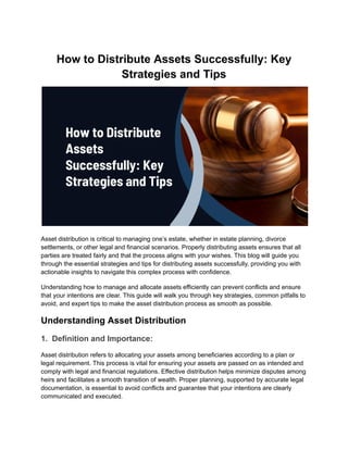 How to Distribute Assets: Key Strategies Tips for Success | PDF