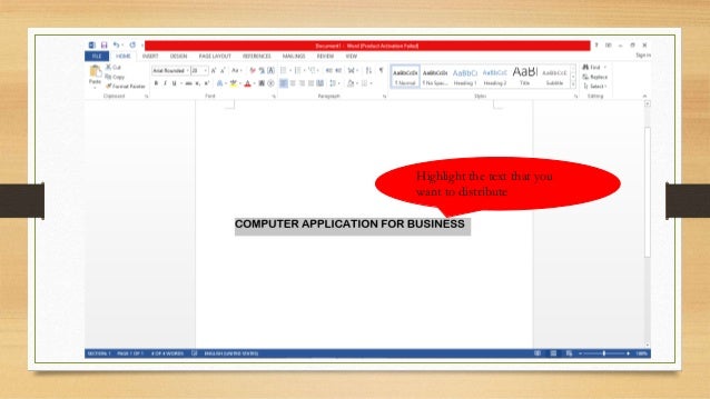How to distribute text evenly in word