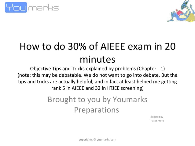 AIEEE Fast Problem Solving Tricks | PPT | Free Download