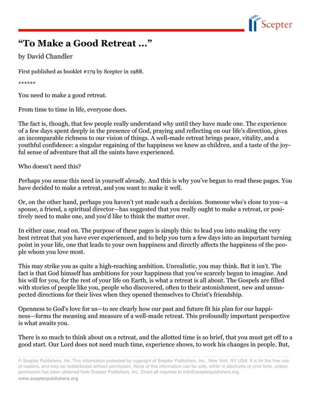 How to do a good retreat | PDF | Christianity | Religion & Spirituality