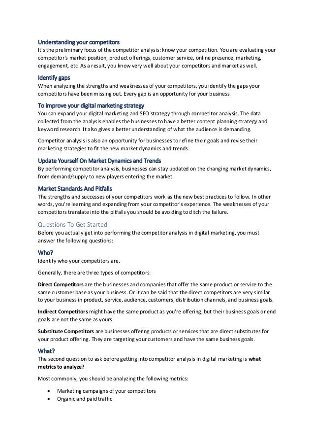 How To Do Competitor Analysis In Digital Marketing | PDF | Search ...