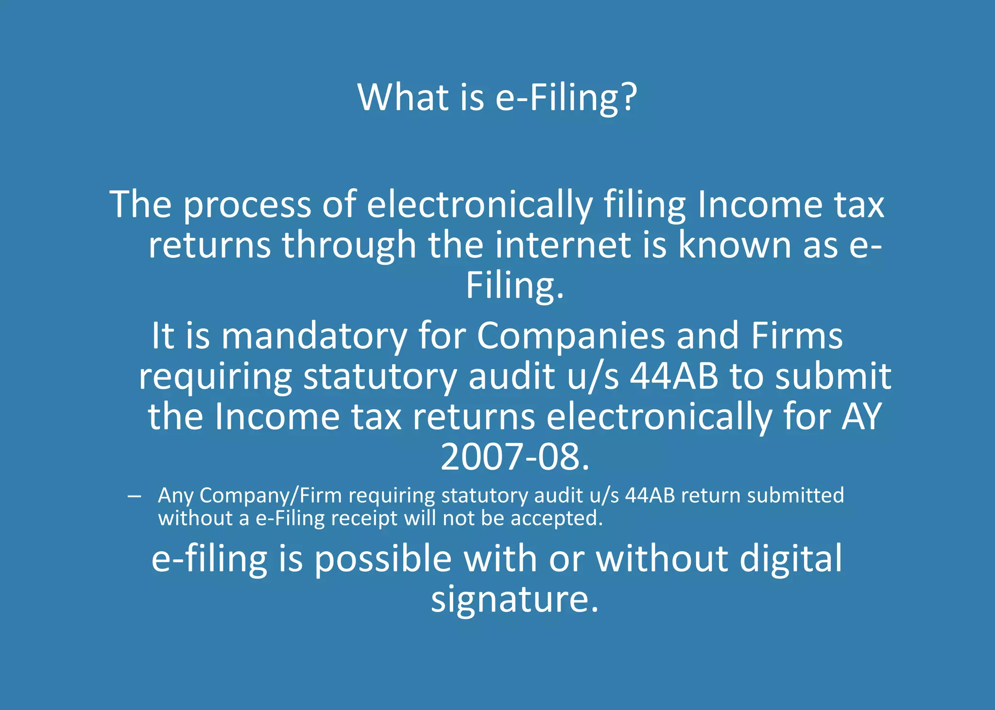 How to do E-filing of returns | PPT