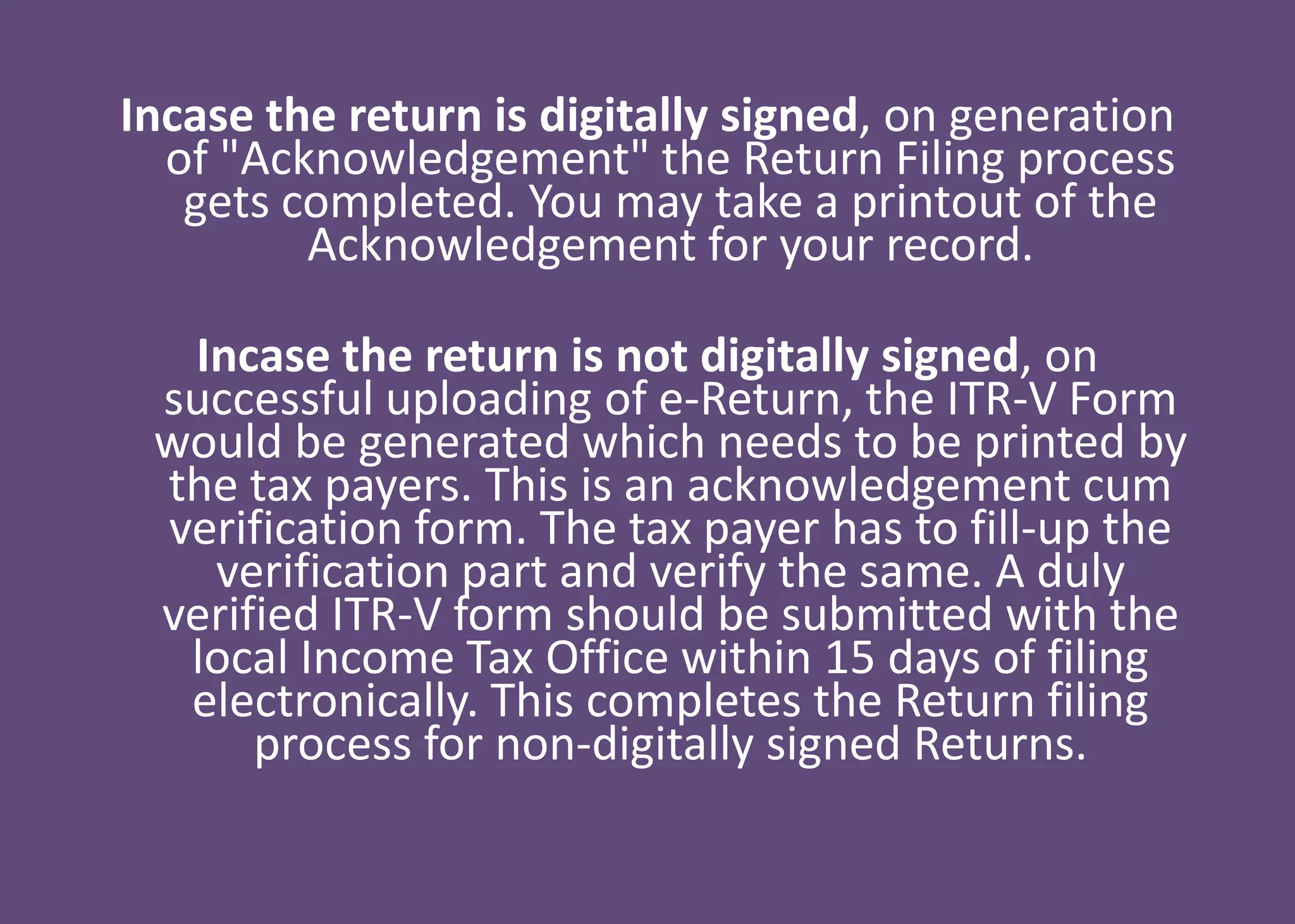 How to do E-filing of returns | PPT