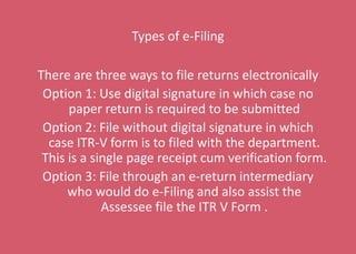 How to do E-filing of returns | PPT