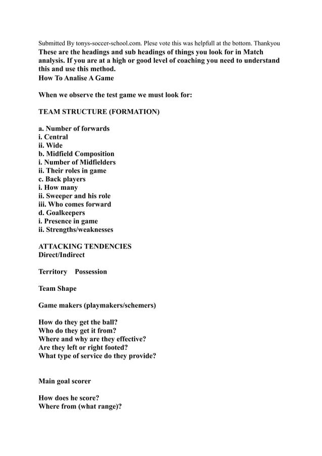 How to do football match analysis | DOC | Soccer | Sports