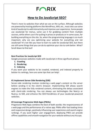 How to Do JavaScript SEO? Forix | PDF | Web Development | Internet