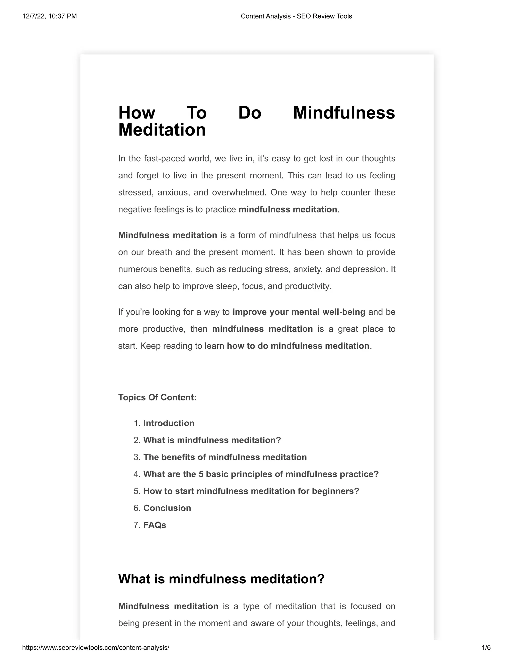 How To Do Mindfulness Meditation.pdf | Brain and Nervous System ...