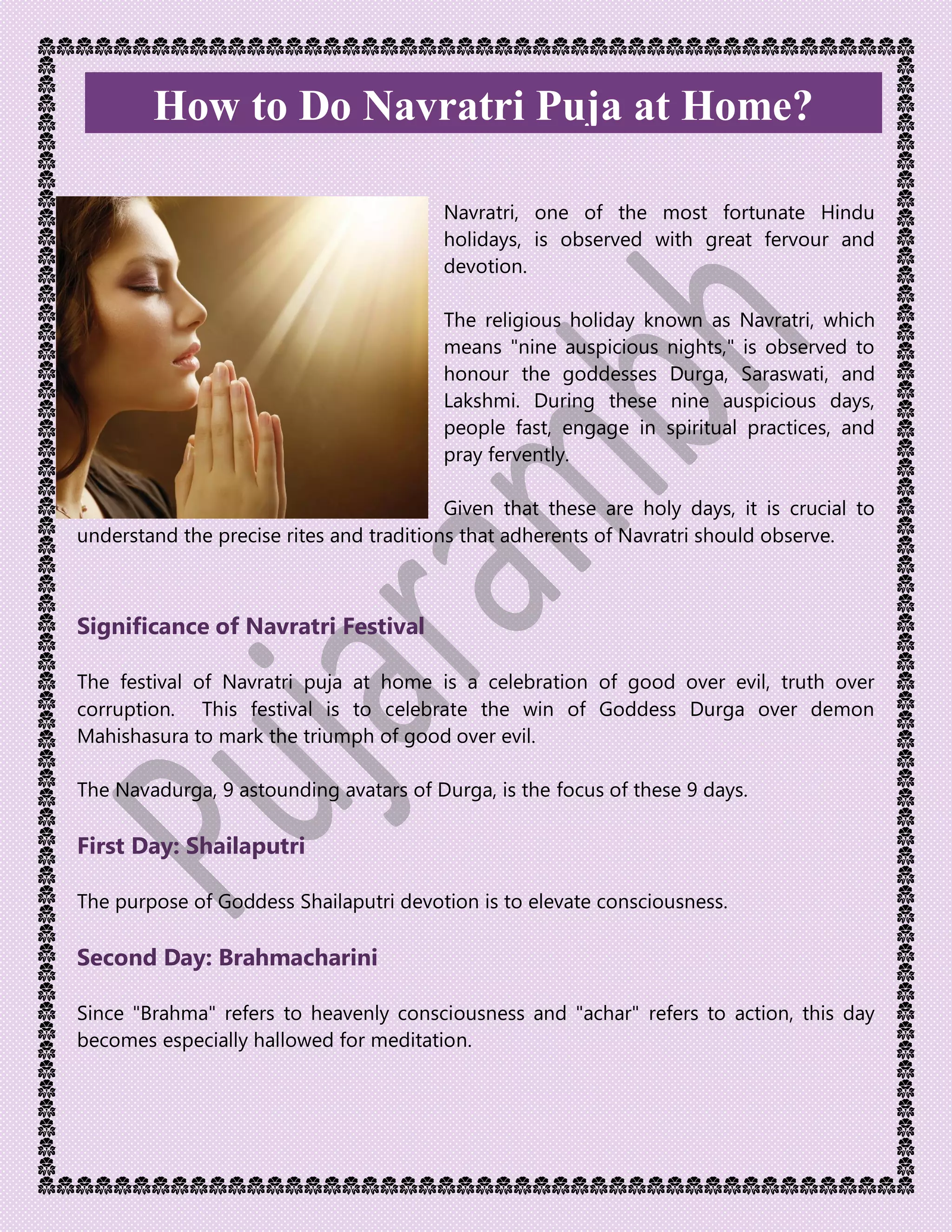 How to Do Navratri Puja at Home_Pujarambh | PDF