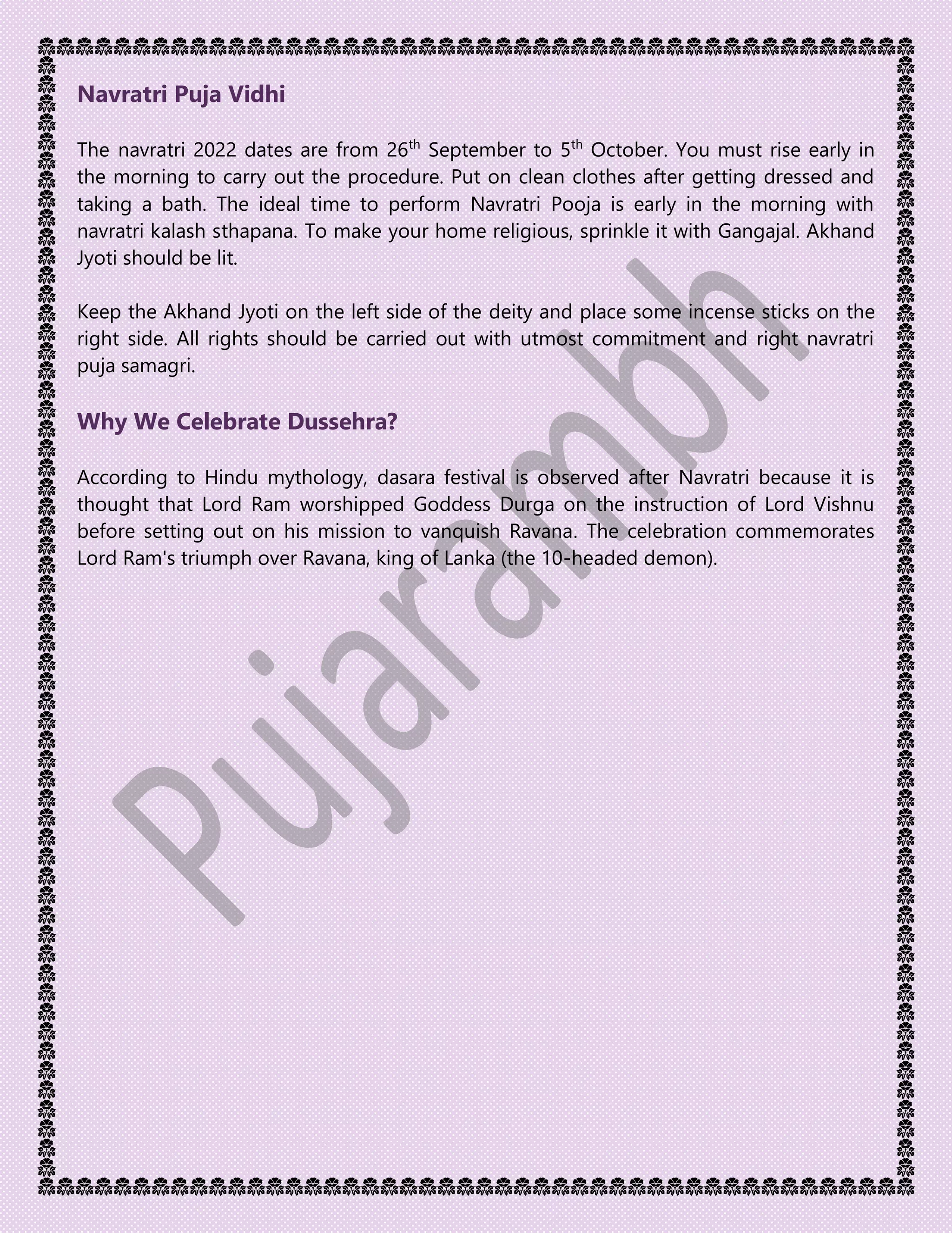 How to Do Navratri Puja at Home_Pujarambh | PDF