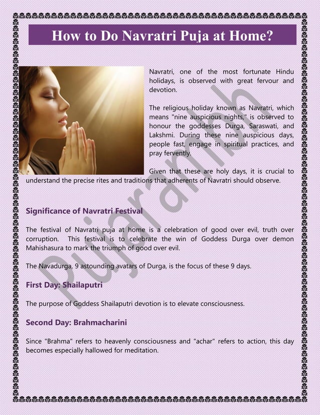 How to Do Navratri Puja at Home_Pujarambh | PDF