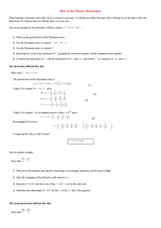 How to do physics derivations | PDF