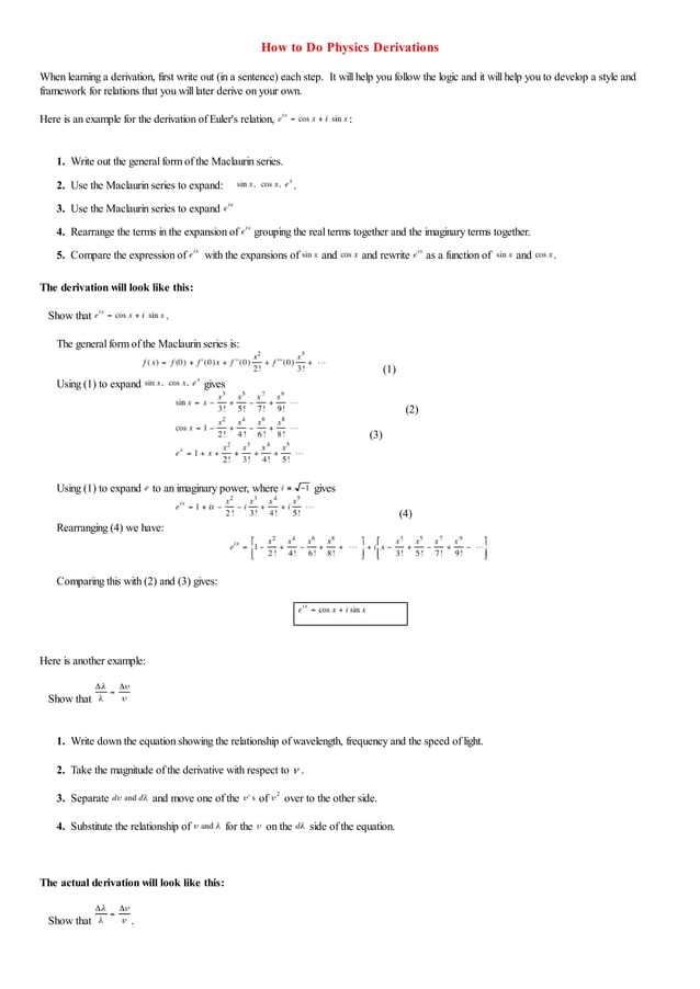 How to do physics derivations | PDF