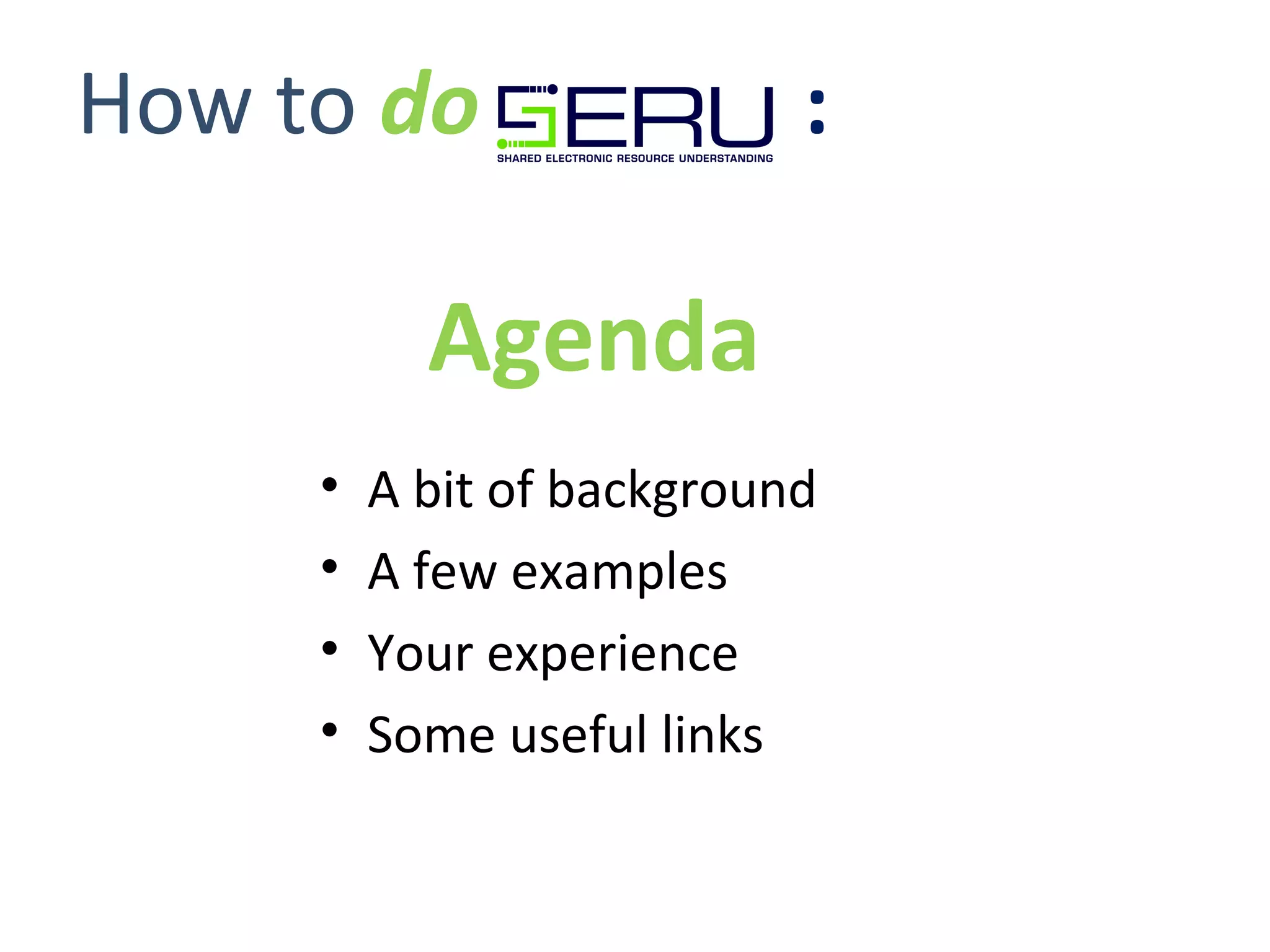 Lamoureux and Shadle, How to do SERU | PPT