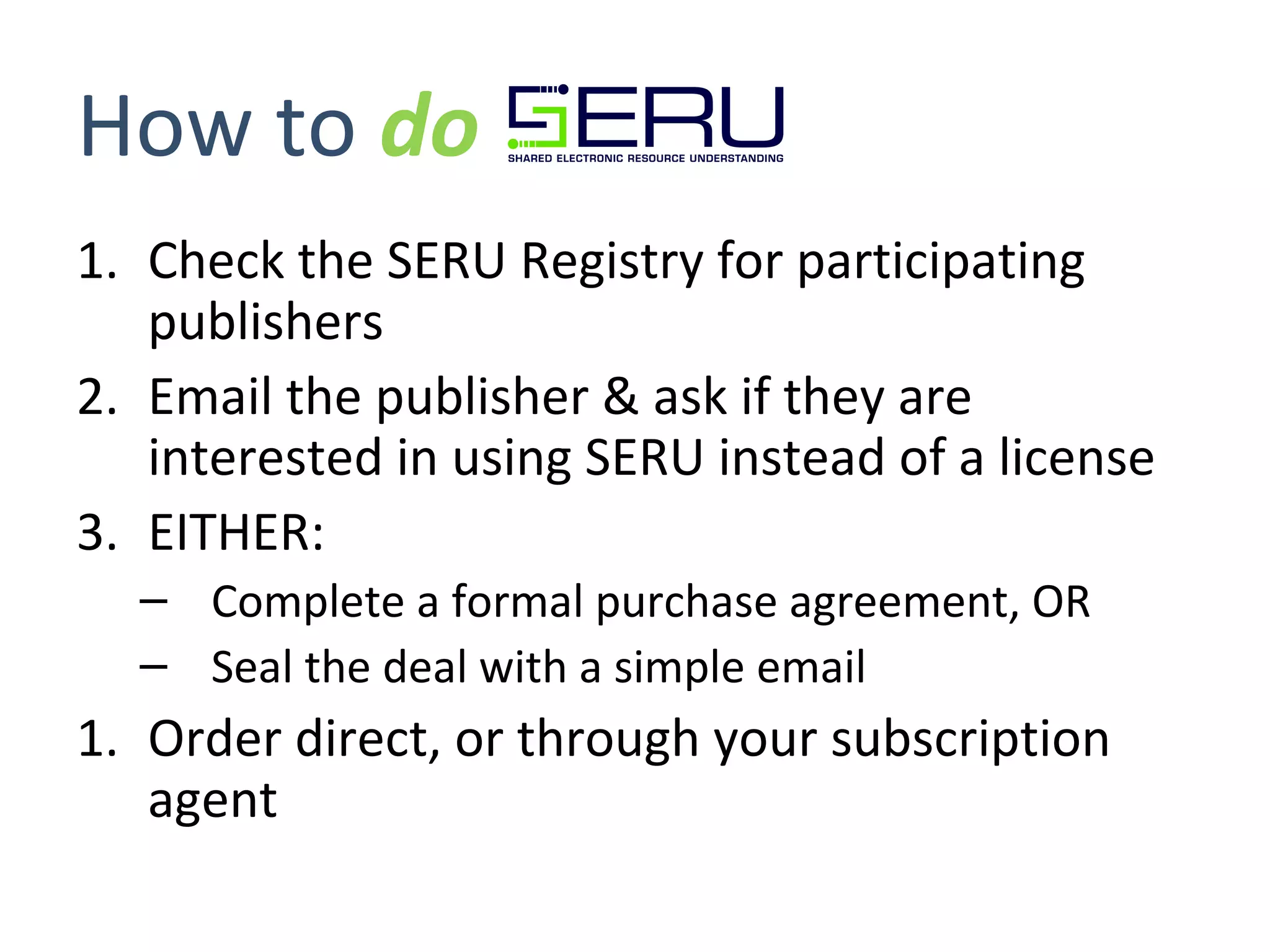 Lamoureux and Shadle, How to do SERU | PPT