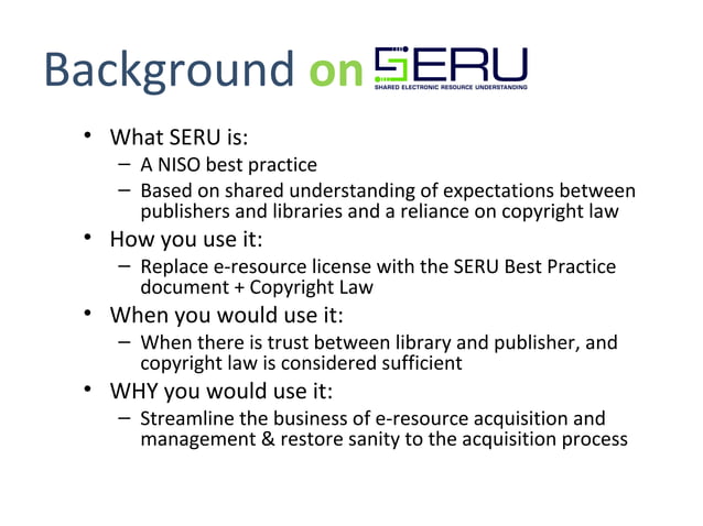 Lamoureux and Shadle, How to do SERU | PPT