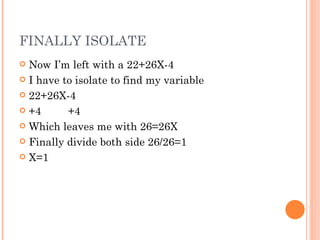 How to do solve an equation with variables | PPT
