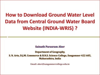 How to download ground water level data from central groundwater board ...