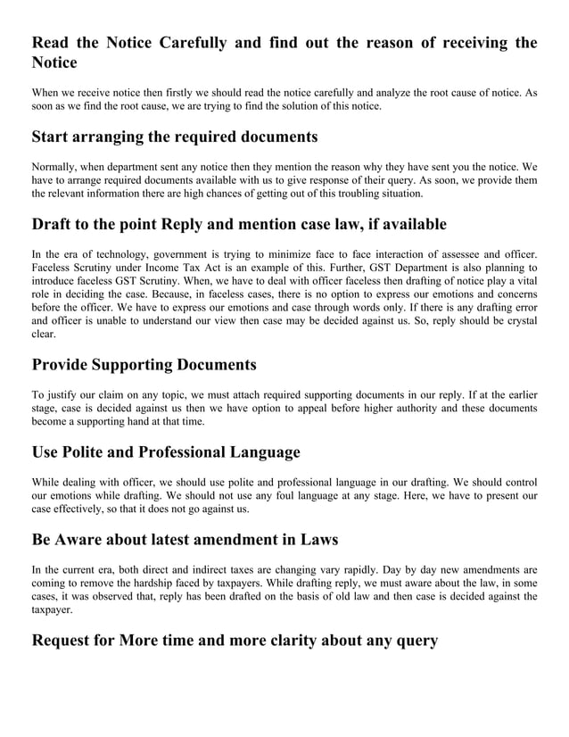 How to Draft Income Tax and GST Notice Reply | PDF | Legal Services ...