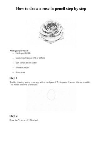 Open Rose Drawing Step By Step