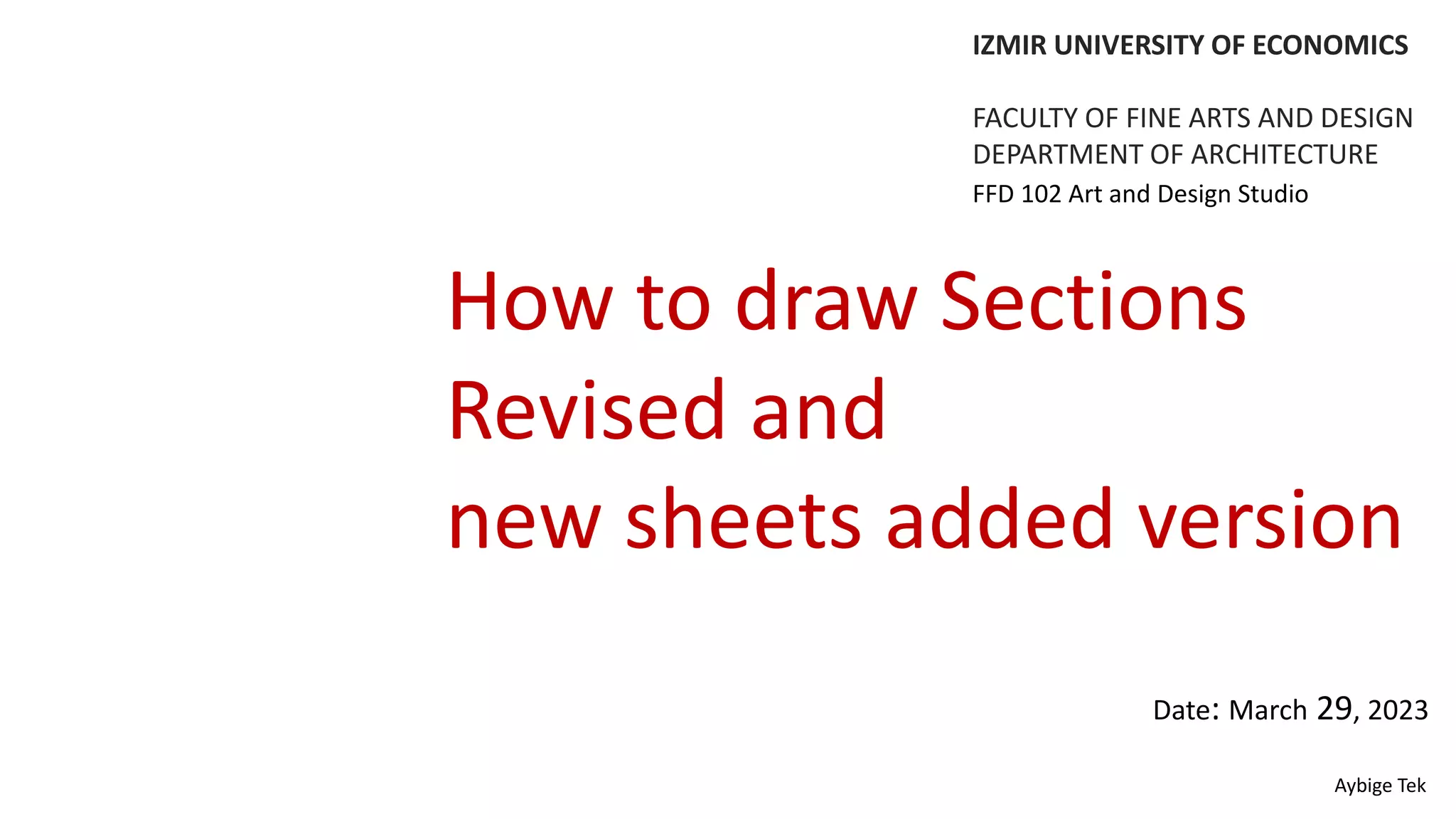 07 How to draw sections for first year students-revised | PPTX