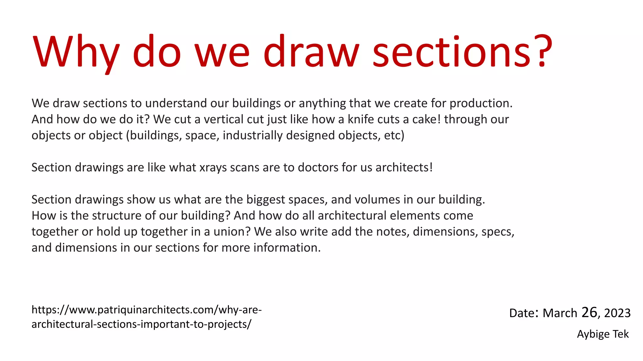 07 How to draw sections for first year students-revised | PPTX