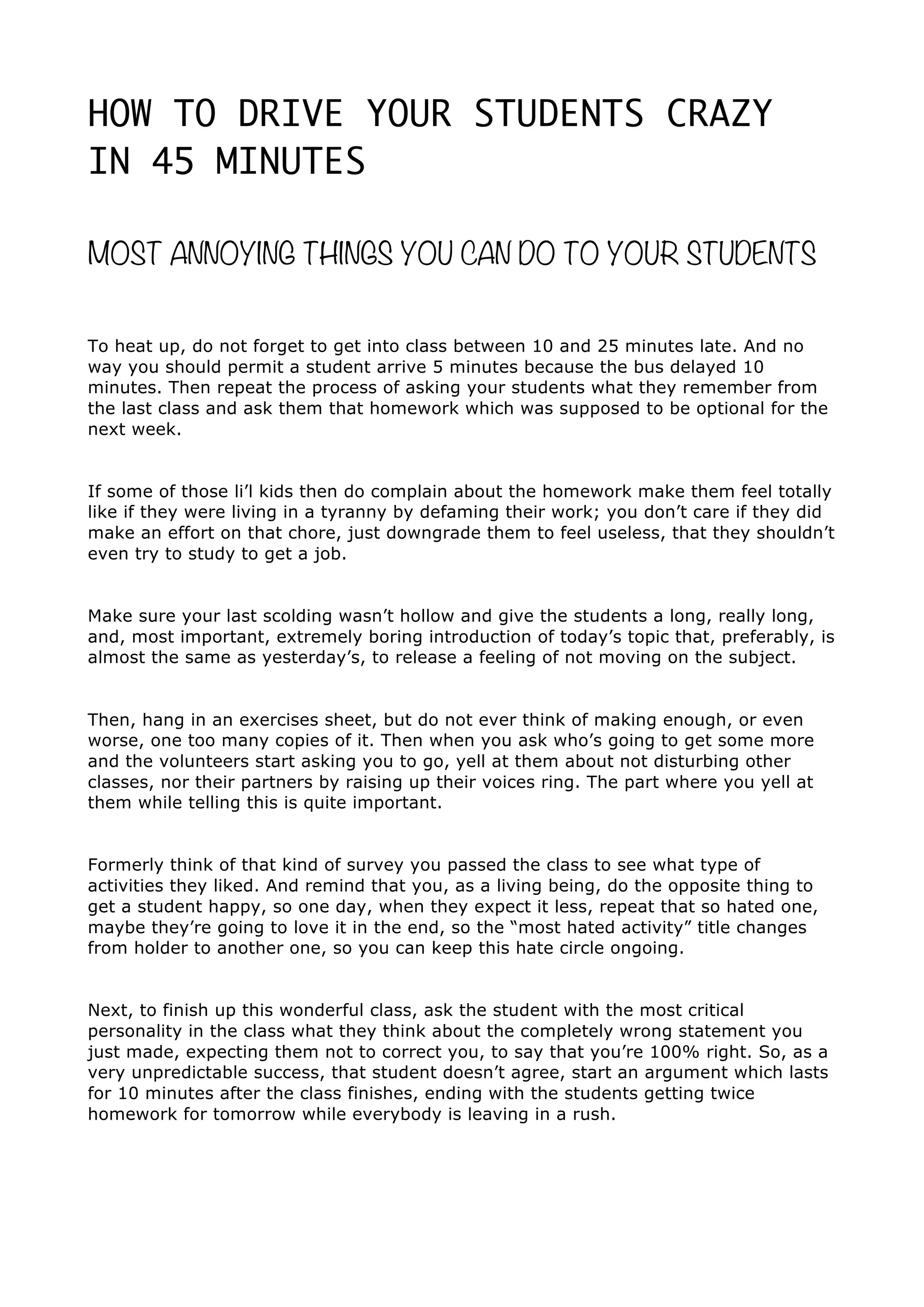 How to drive your students crazy | PDF