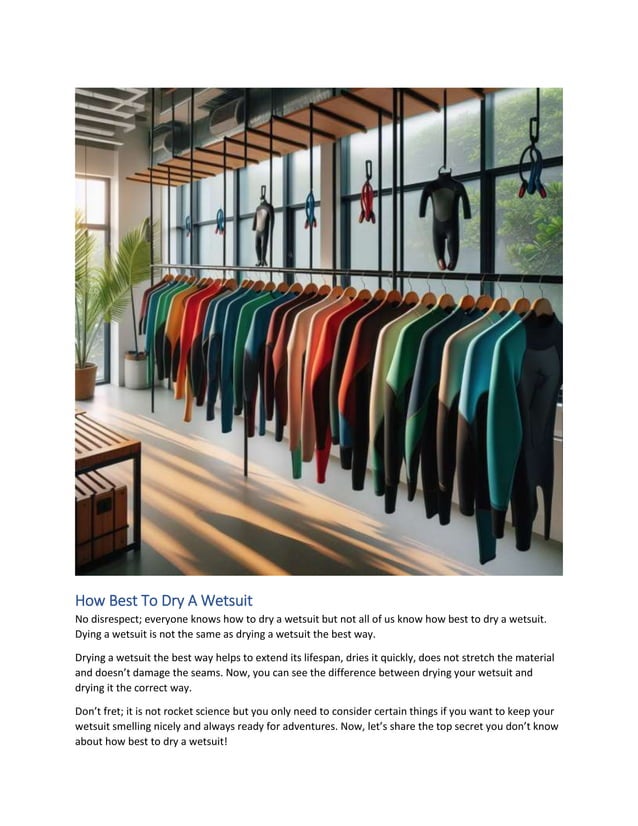How Best To Dry A Wetsuit - Extend The Lifespan Of Your Wetsuit | PDF