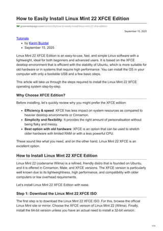 How to Easily Install Linux Mint 22 XFCE Edition.pdf