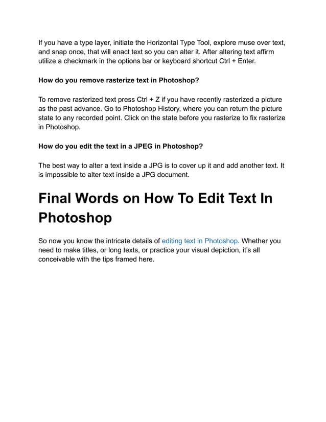 How to Edit Text in Photoshop Complete Guide | PDF | Desktop Publishing ...