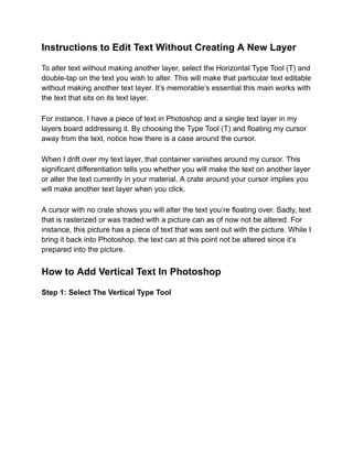 How to Edit Text in Photoshop Complete Guide | PDF | Desktop Publishing ...