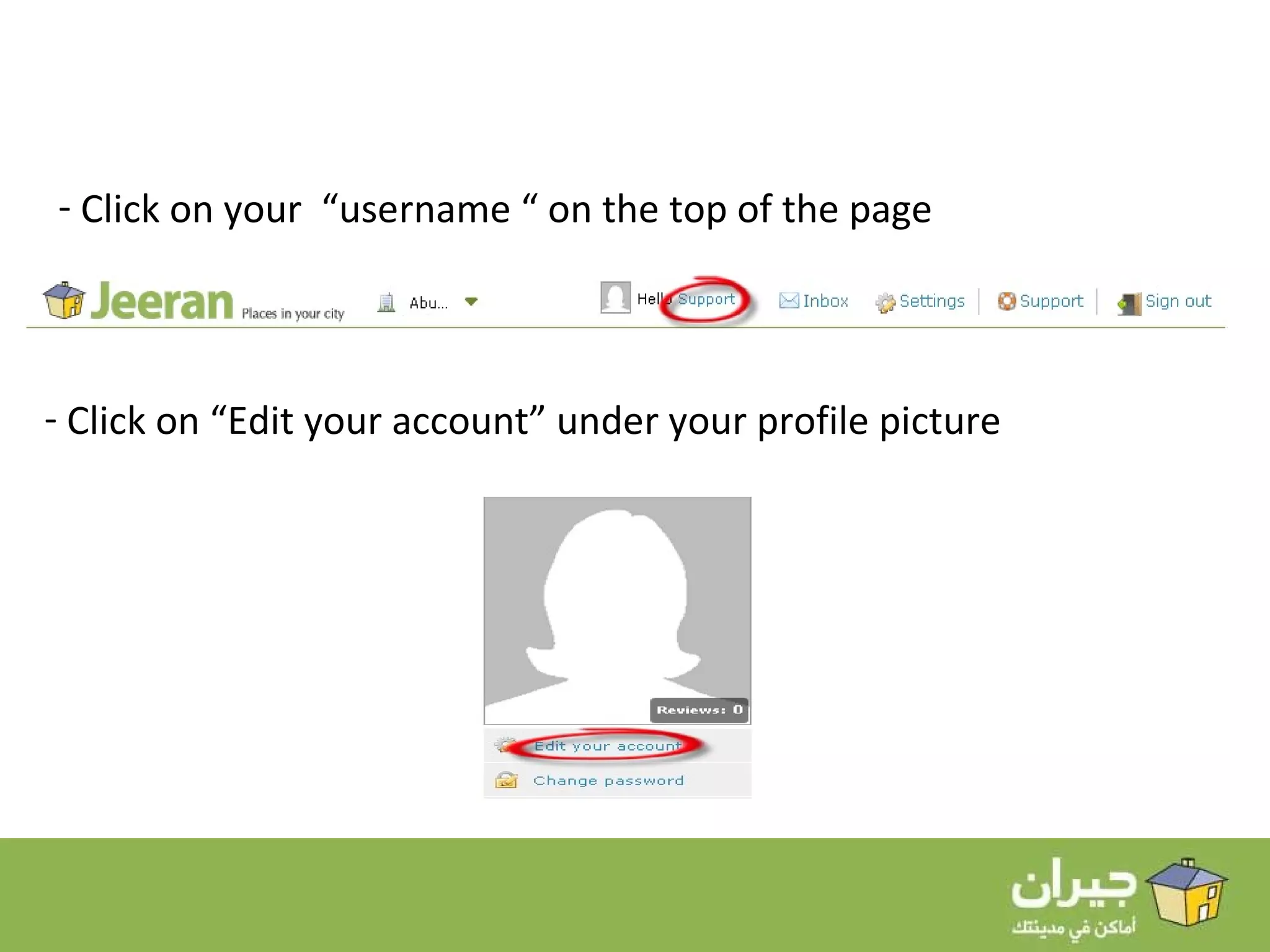 How to edit your account on jeeran | PPT