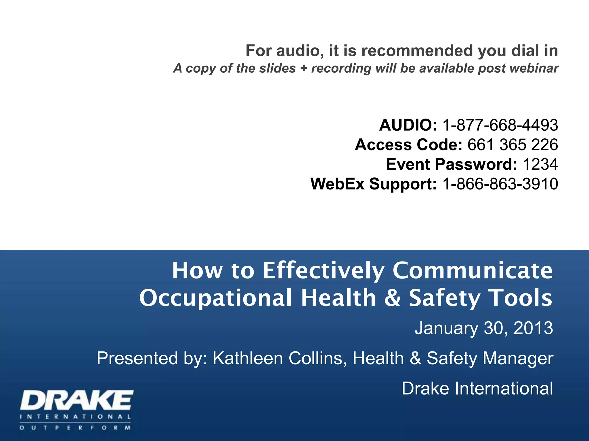 How to Effectively Communicate Occupational Health & Safety Tools | PPT